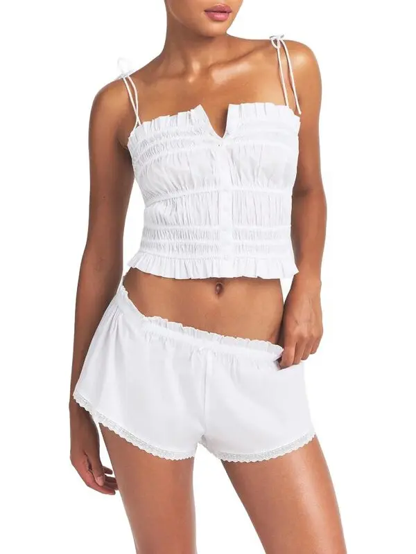 SKIMS Poplin Apparel Ruffle Camisole - Snow