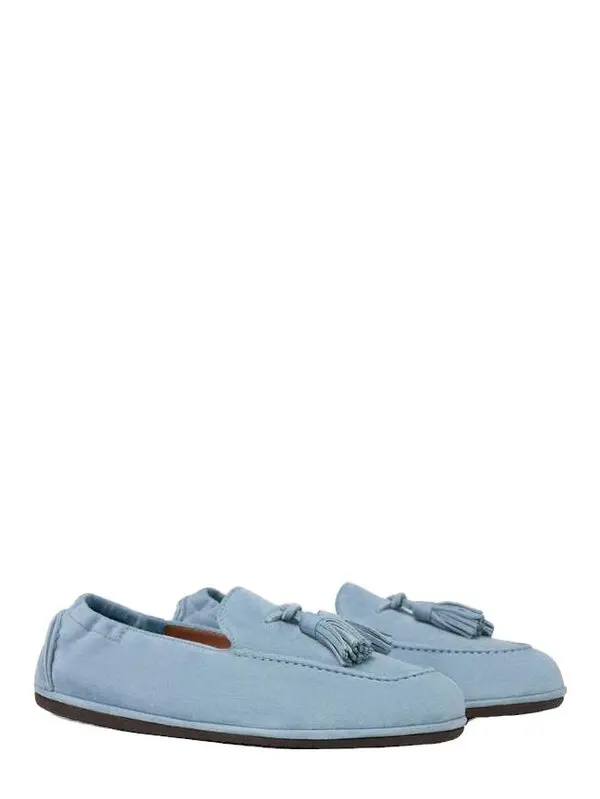 SCAROSSO Anais Loafers - Light Blue - Suede