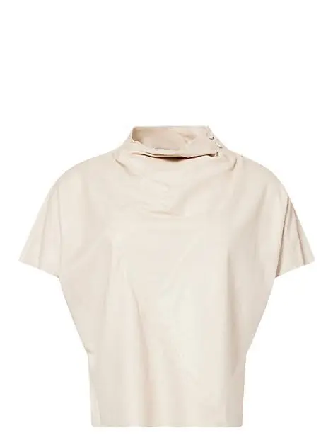 TWP Leather T-shirt - Creme Brulee