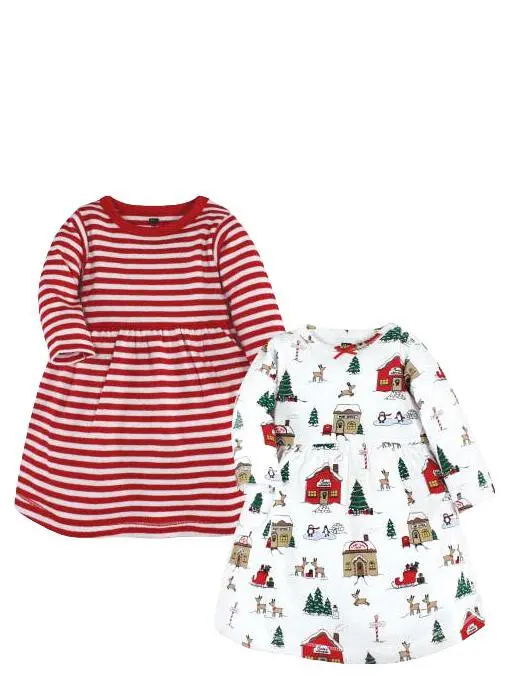HUDSON BABY Two-pack Of Long-sleeve Dresses - North Pole