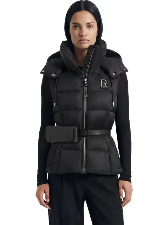 Rudsak Cassidy Down Vest With Removable Hood And Pouch Belt - Black