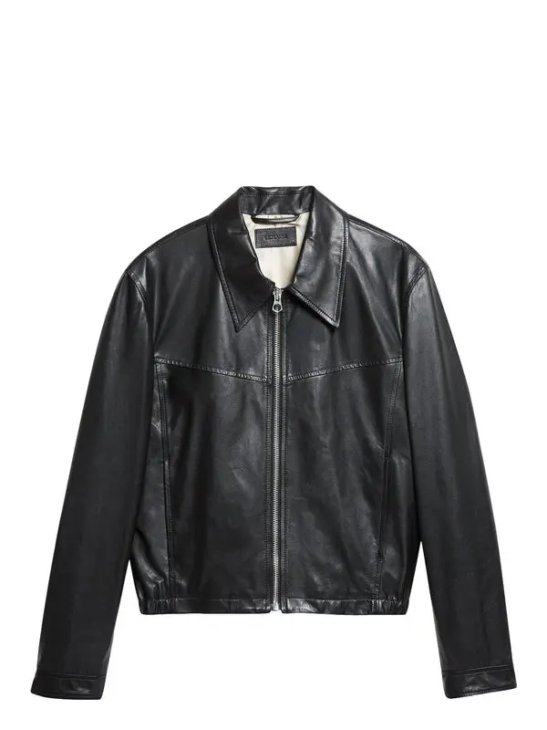 LEMAIRE Leather Blouson Biker Jacket - Black