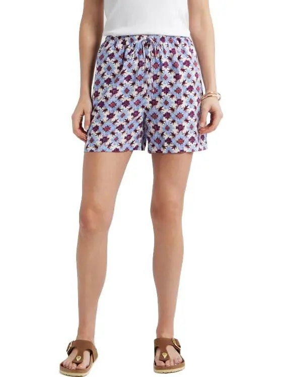Caslon Linen Blend Drawstring Shorts - Ivory- Purple Millie Tile