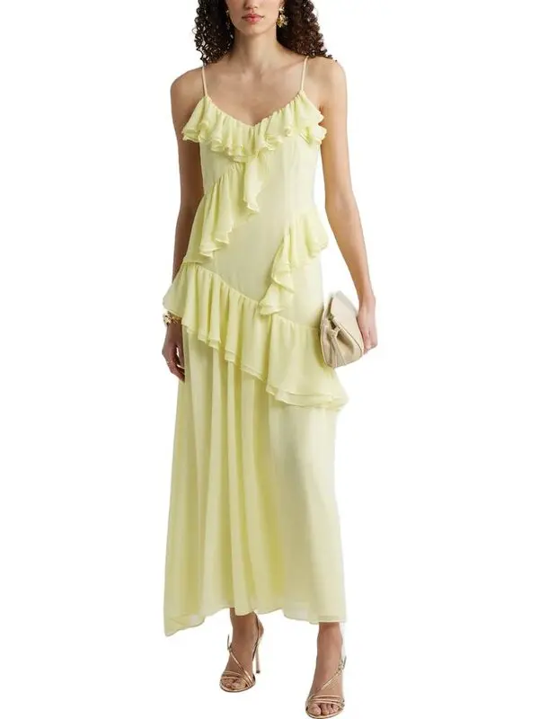 Chelsea28 V-neck Drape Maxi Dress - Yellow Candle