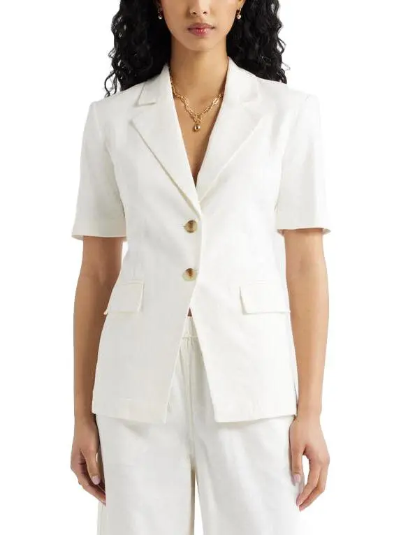 OPEN EDIT Linen-blend Blazer - White
