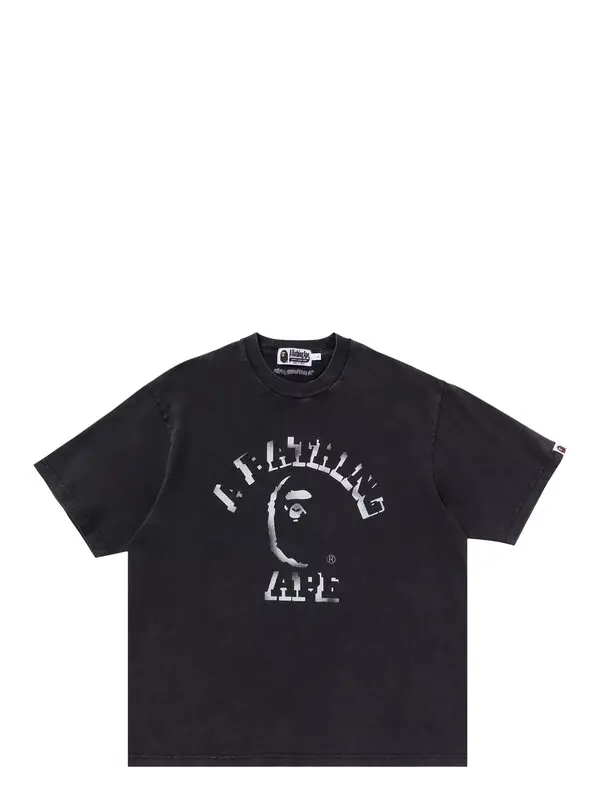 A BATHING APE Garment Dye Spray Print College Relaxed Fit Tee - Black