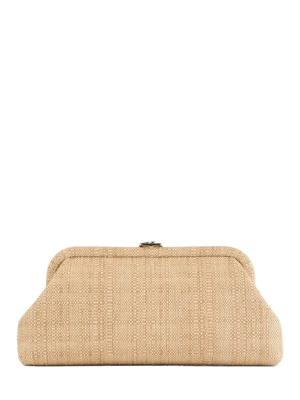 JIMMY CHOO Skylar Raffia Clutch With Jc Clasp - Natural/light Gold