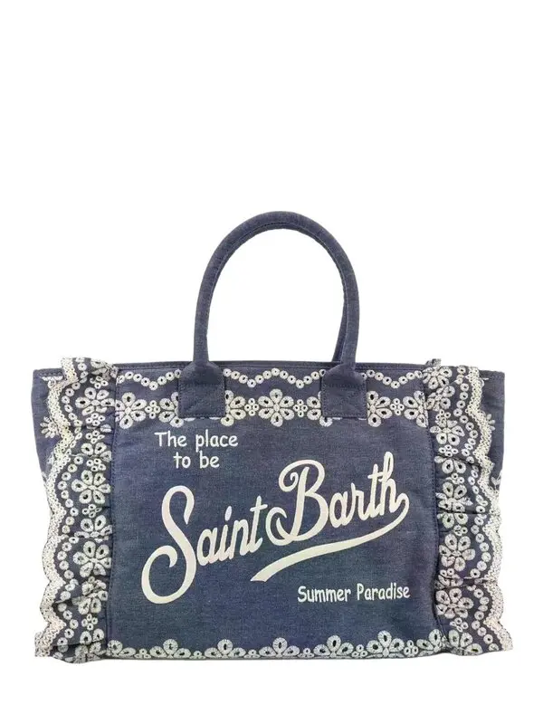 MC2 SAINT BARTH Broderie Anglaise Ruffled Tote - Blue