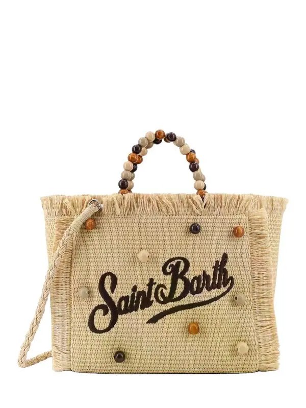 MC2 SAINT BARTH Bead-embellished Frayed Tote Bag - Neutrals