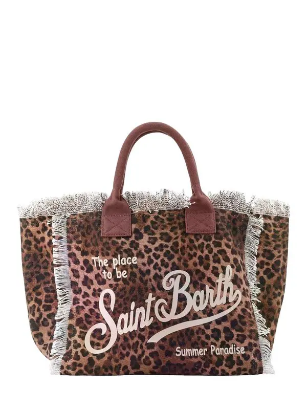 MC2 SAINT BARTH Leopard-print Frayed Tote Bag - Brown