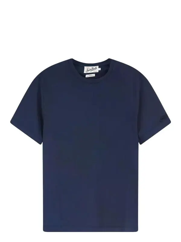 MC2 SAINT BARTH Embroidered-logo Cotton-crepe T-shirt - Blue