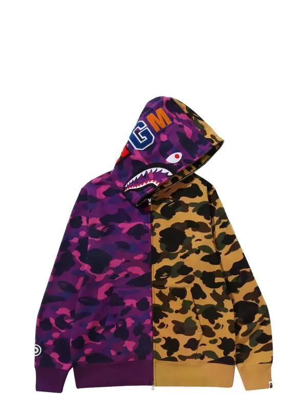 A BATHING APE Split-camo Full-zip Hoodie - Purple