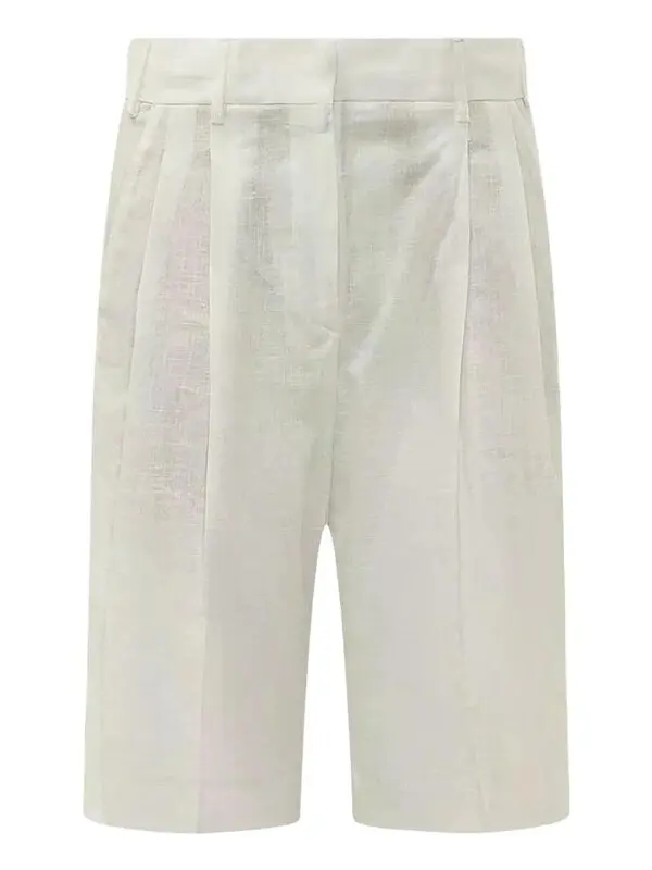A PAPER KID Pleated Linen Shorts - White