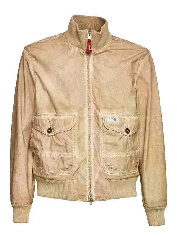 FAY Stone-washed Bomber Jacket - Neutrals