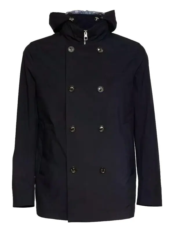 MONTECORE Hooded Double-breasted Coat - Black