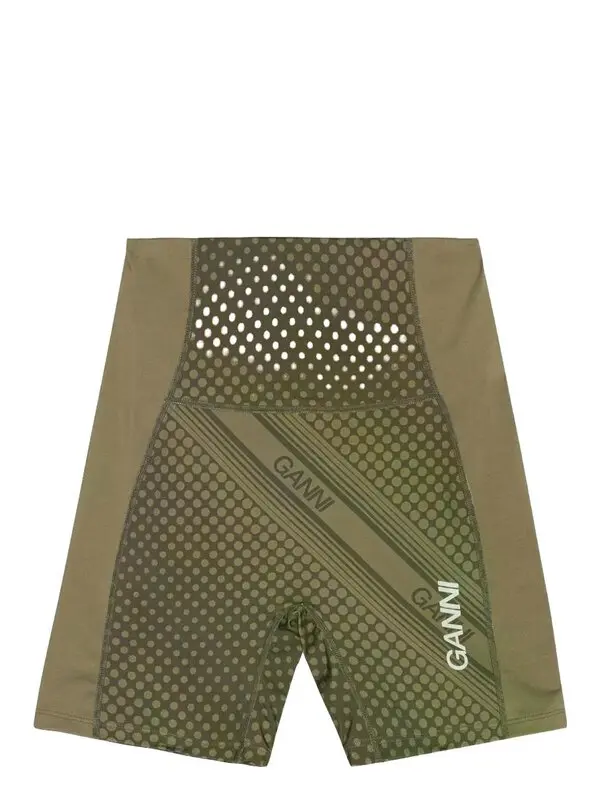 GANNI Logo-print Performance Shorts - Green