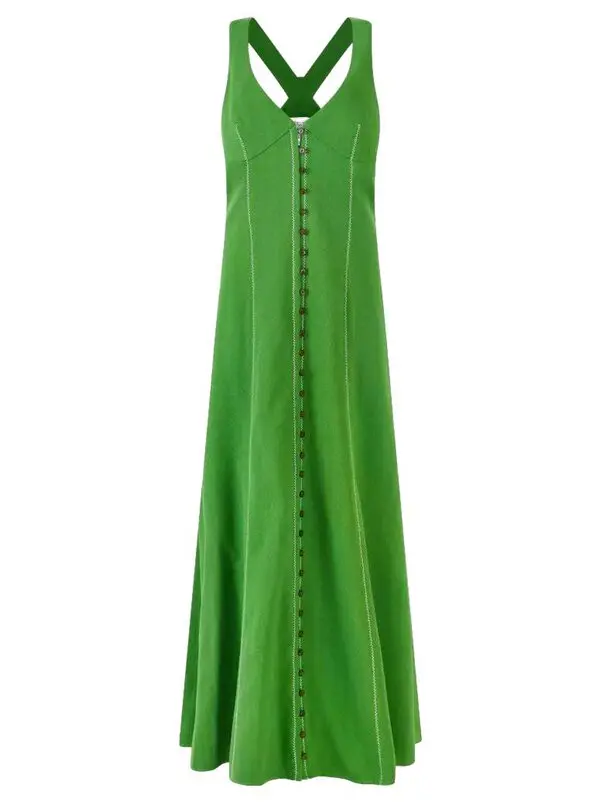Rosie Assoulin Row Your Buttons Maxi Dress - Green