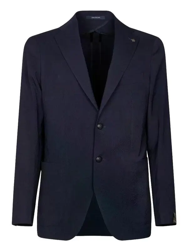 Tagliatore Seersucker-textured Jacket - Blue