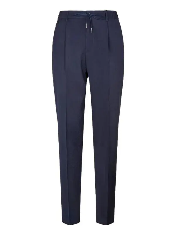 Tagliatore Seersucker Drawstring Trousers - Blue