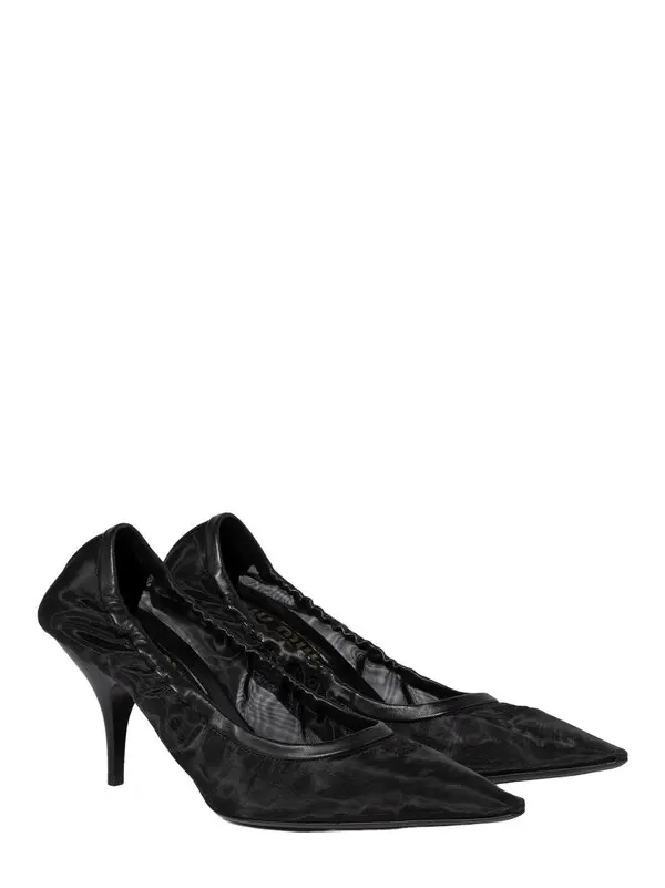 Miu Miu Ruches Mesh Fabric Pumps - Black
