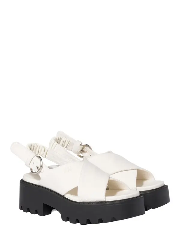Miu Miu Gabardine Platform Sandals - Ivory