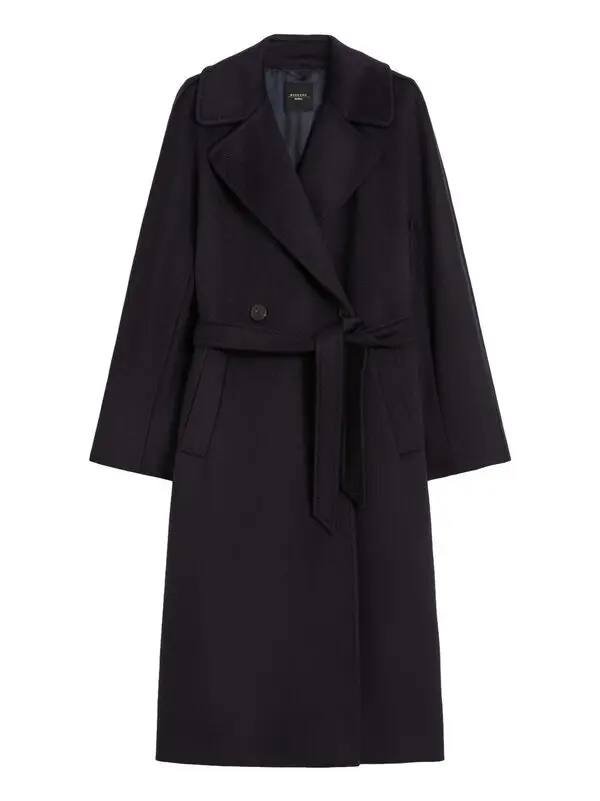 Max Mara Wool Broadcloth Robe Coat - Navy