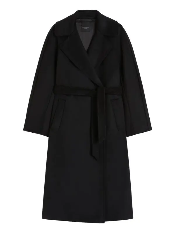 Max Mara Wool Broadcloth Robe Coat - Black