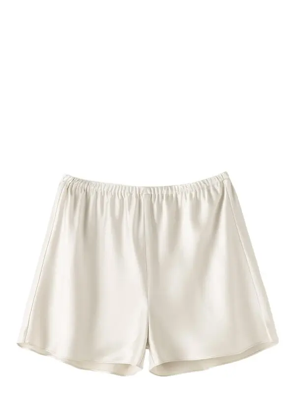 Almada Label Satin Shorts - Pearl