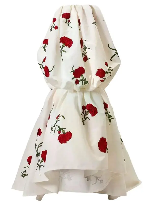 Carolina Herrera Carnation-embroidered Bubble Gown - White