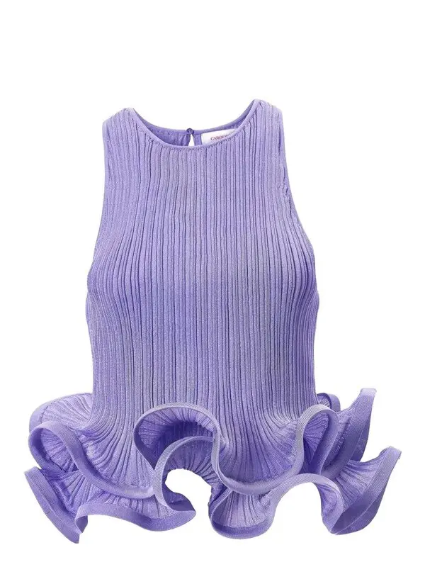 Carolina Herrera Sleeveless Ruffled Hem Top - Purple