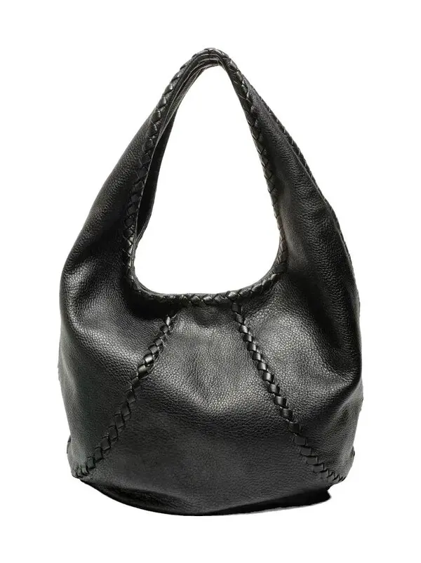 Bottega Veneta 2000-2010s Intrecciato Cervo Hobo Bag - Black