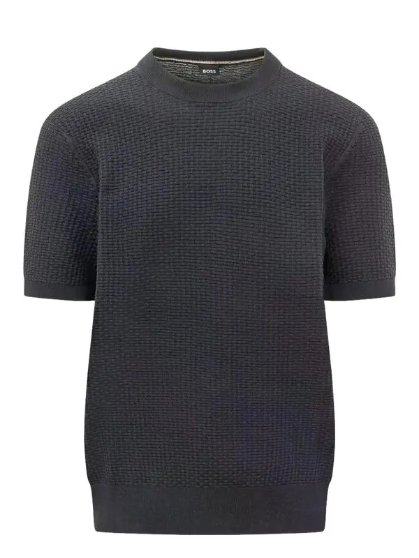 BOSS Waffle-knit Cotton Sweater - Grey