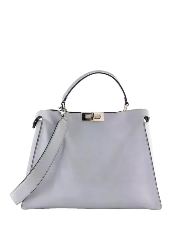 Fendi Peekaboo Essential Leather Satchel - Grey