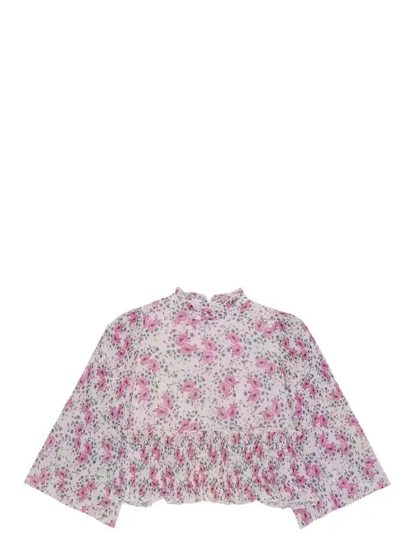 GANNI Floral Ruffled Blouse - Pink