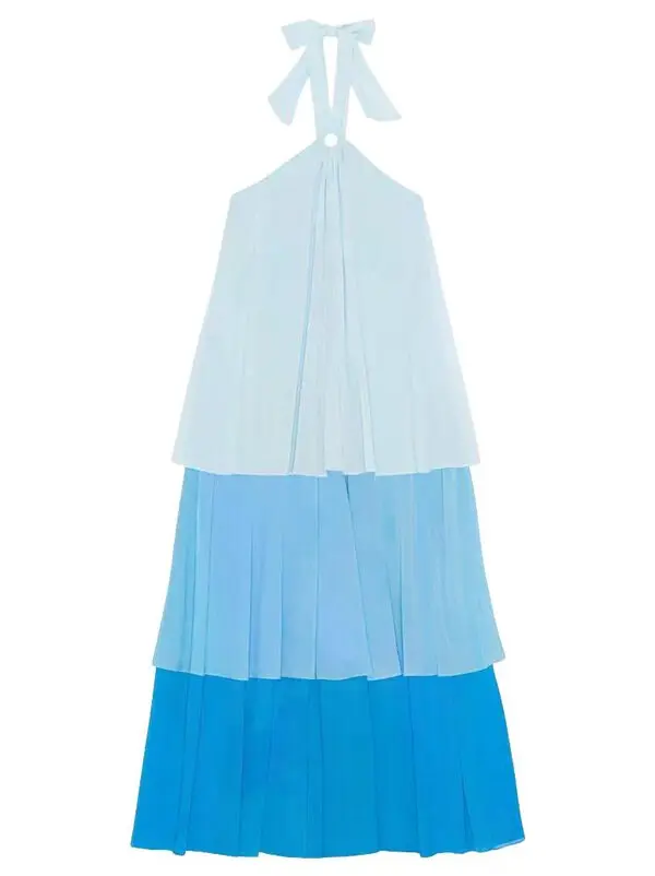 GANNI Tiered Midi Dress - Blue