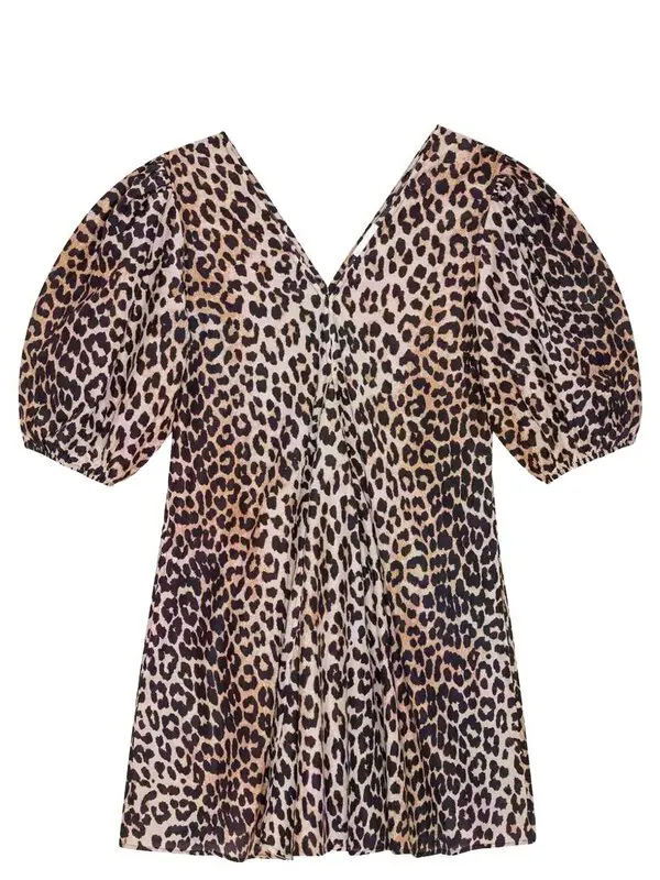 GANNI Animal-print Mini Dress - Neutrals