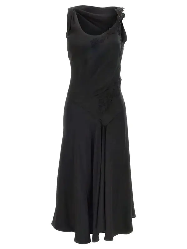 Victoria Beckham Lace-trim Draped Dress - Black