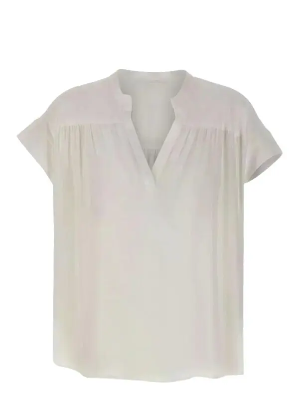 KAOS Gathered Flared Blouse - White