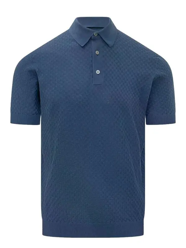 FILIPPO DE LAURENTIIS Textured Polo-shirt - Blue