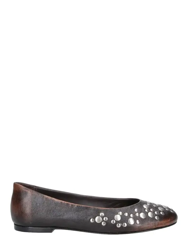 Gimaguas Leather Ballerina Flats With Studs - Brown