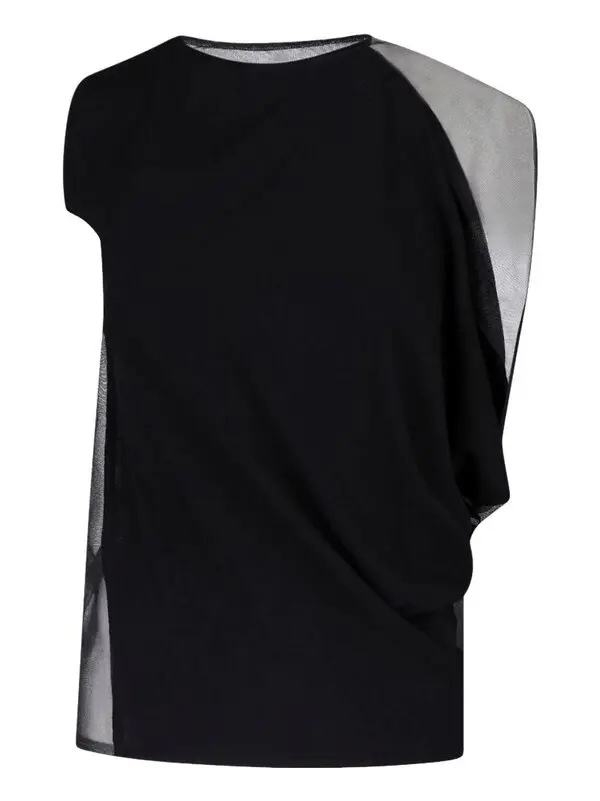 Sportmax Asymmetrical Stretch Viscose Top - Black