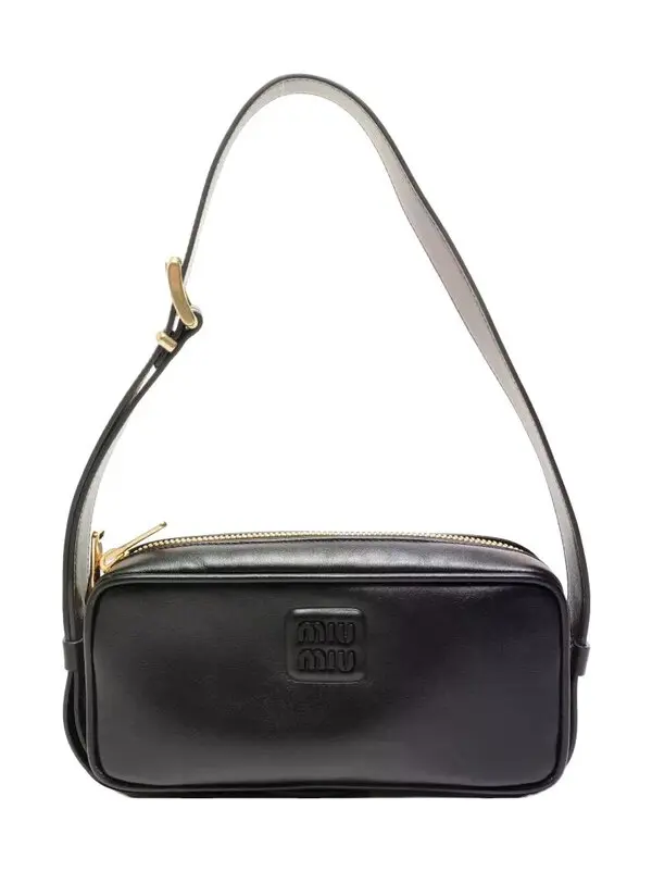 Miu Miu Embossed Logo Shoulder Bag - Black