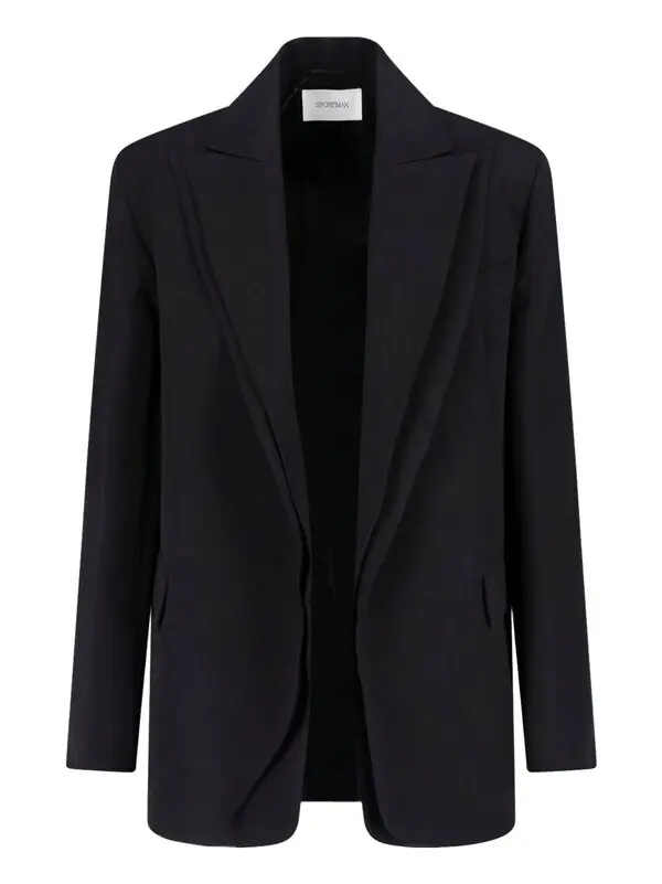 Sportmax Single-breasted Double Collar Blazer - Black