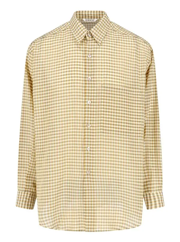 Auralee Checkered Shirt - Beige