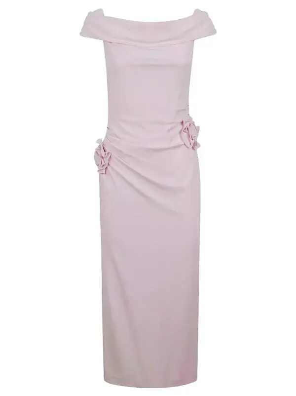 Roland Mouret Floral-appliqué Ruched Dress - Pink