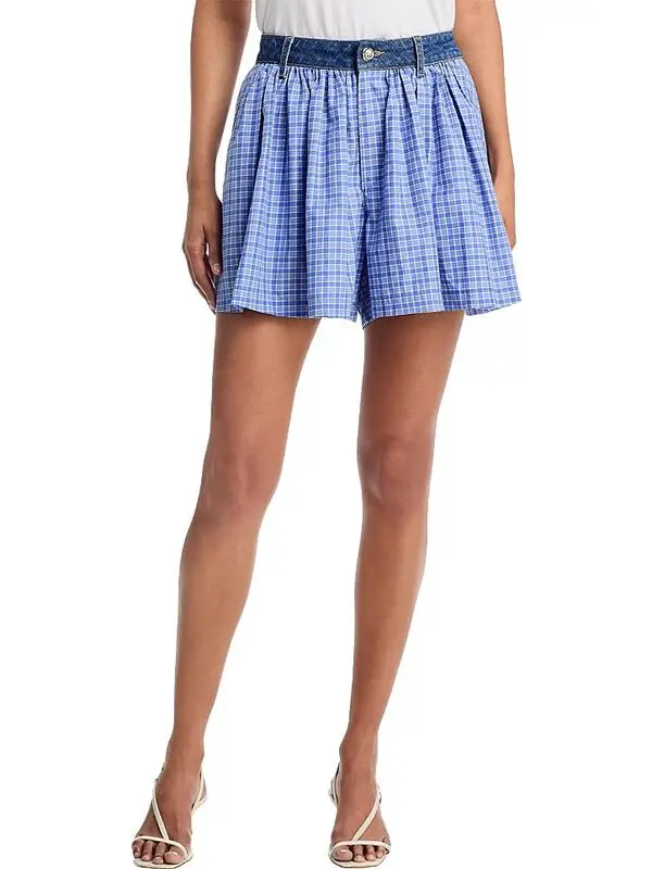 Cinq À Sept Madalyn Plaid Shorts - Bleu Crush