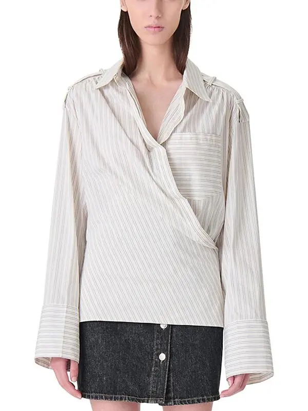 IRO PARIS Lace Poplin Shirt - Vanilla Stripes