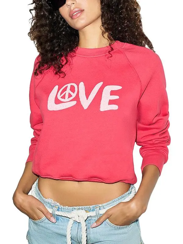 RE/DONE Love And Peace Classic Crewneck Sweatshirt - Heritage Red