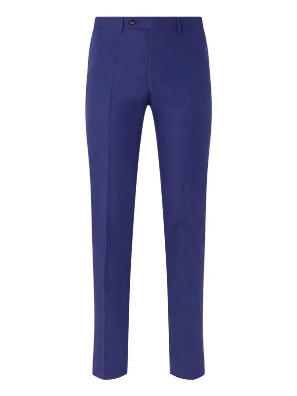 Canali Straight-leg Linen Suit Trousers - Blue