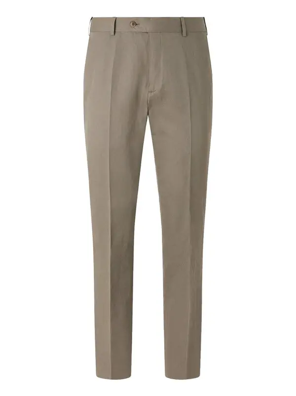 Brioni Straight-leg Linen And Cotton-blend Trousers - Brown